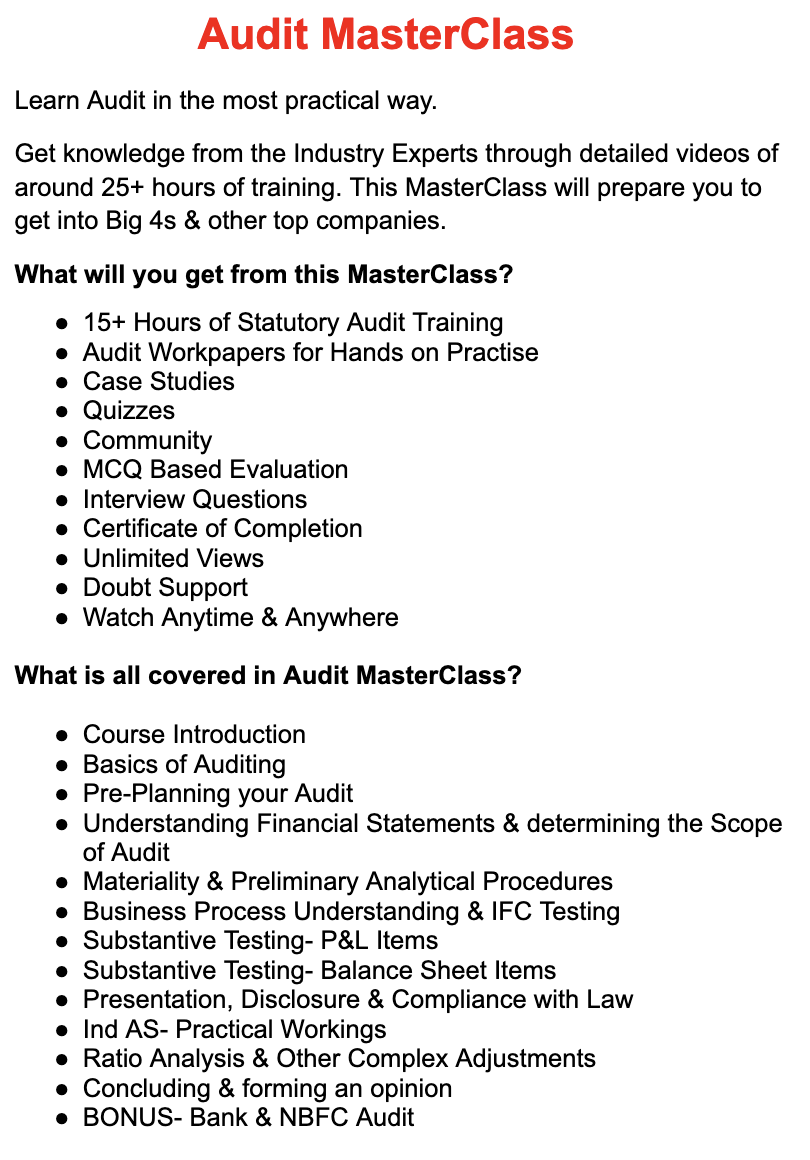 Audit Masterclass